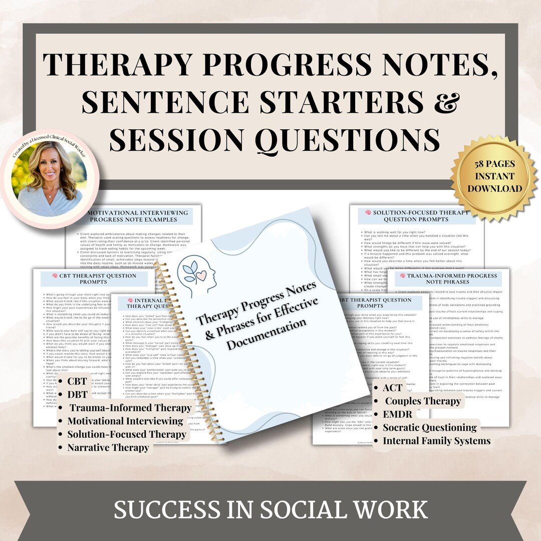 Therapy Progress Note Templates, Therapy Note Sentence Starters ...