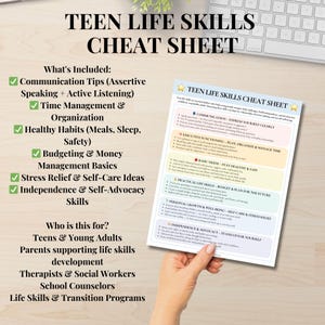 Teen Life Skills Cheat Sheet Handout, Therapy Worksheets, Coping Skills ...