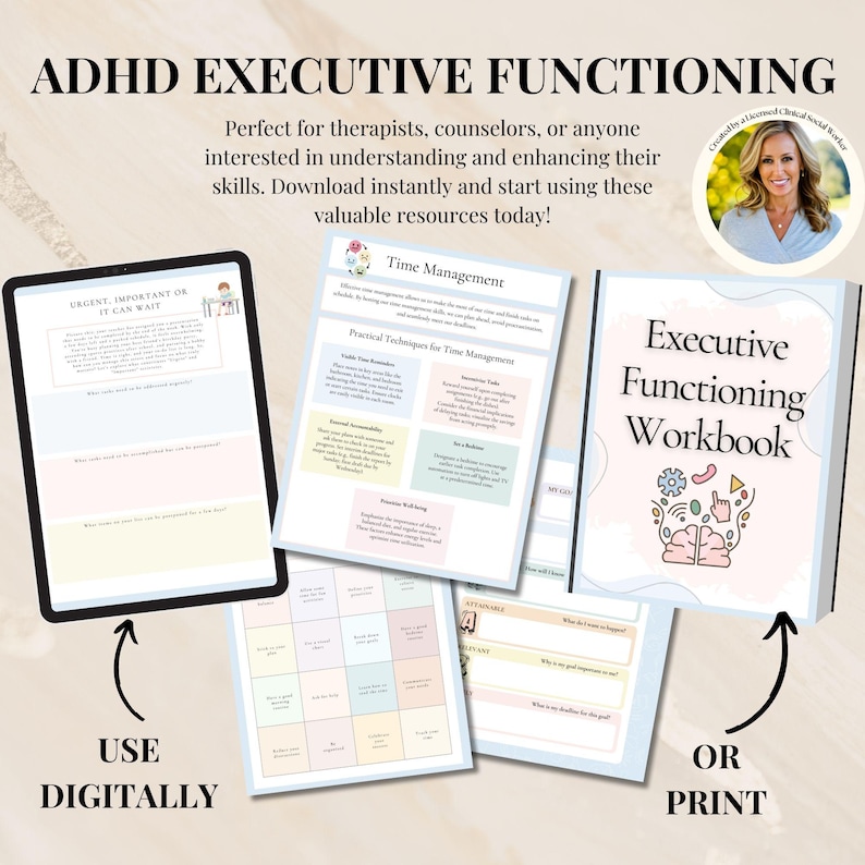 ADHD Executive Functioning Worksheet Bundle for Kids & Teens, Emotional ...