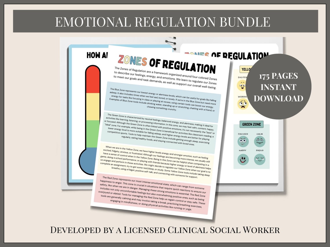 Emotional Regulation Bundle,zones of Regulation, Self Regulation Kids ...