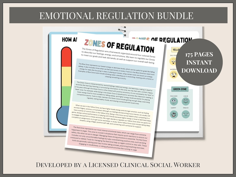 Emotional Regulation Bundle,zones of Regulation, Self Regulation Kids ...