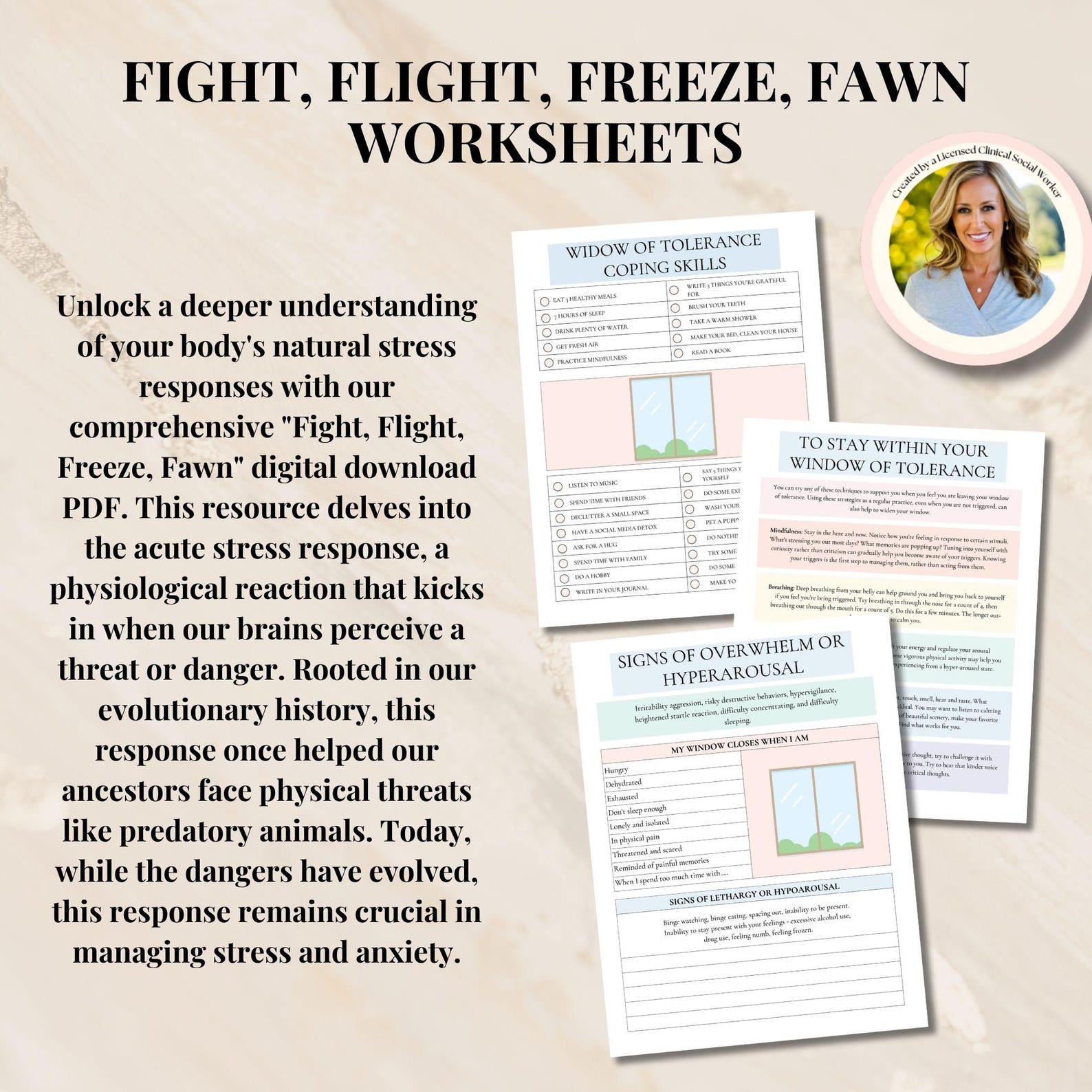 Fight Flight Freeze Fawn Therapy Worksheets, Stress Response, Fight or ...