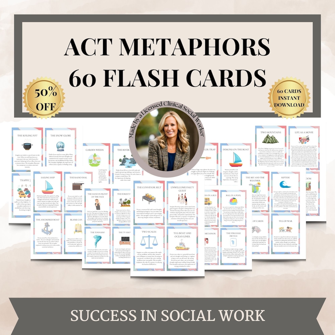 ACT Metaphors, Acceptance Therapy Metaphor Flash Cards, Commitment ...