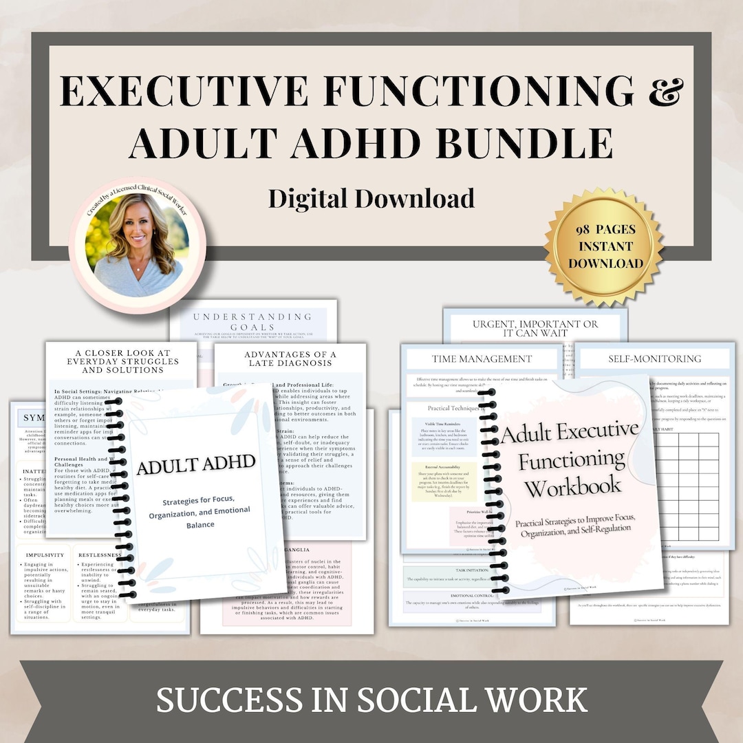 Executive Functioning and Adult ADHD Workbook, Adult Adhd Planner, ADHD ...