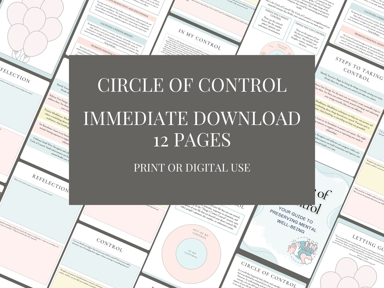 Circle of Control Therapy Worksheets, Worry Worksheets, Things I Can ...
