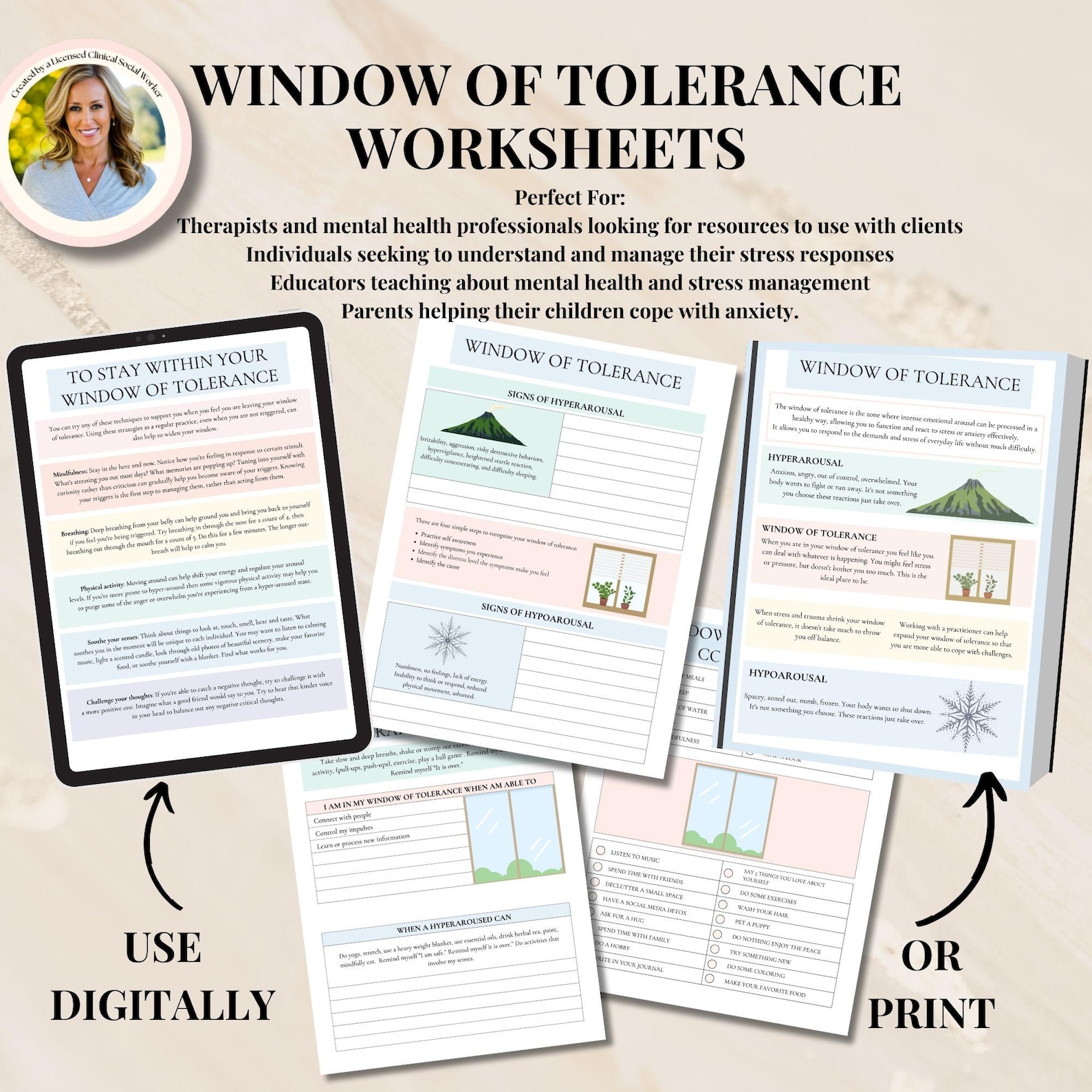 Window of Tolerance Nervous System Response, Therapy Worksheets, Window ...