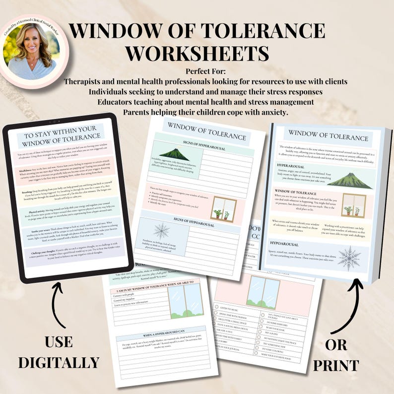 Window of Tolerance Nervous System Response, Therapy Worksheets, Window ...