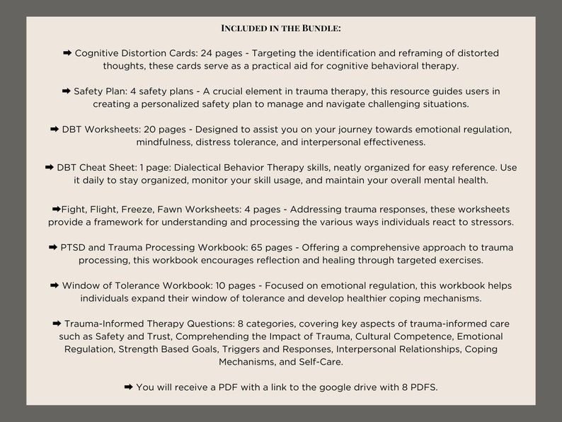 Trauma Therapy Bundle, Anxiety Coping Skill Card, Therapy Worksheets ...