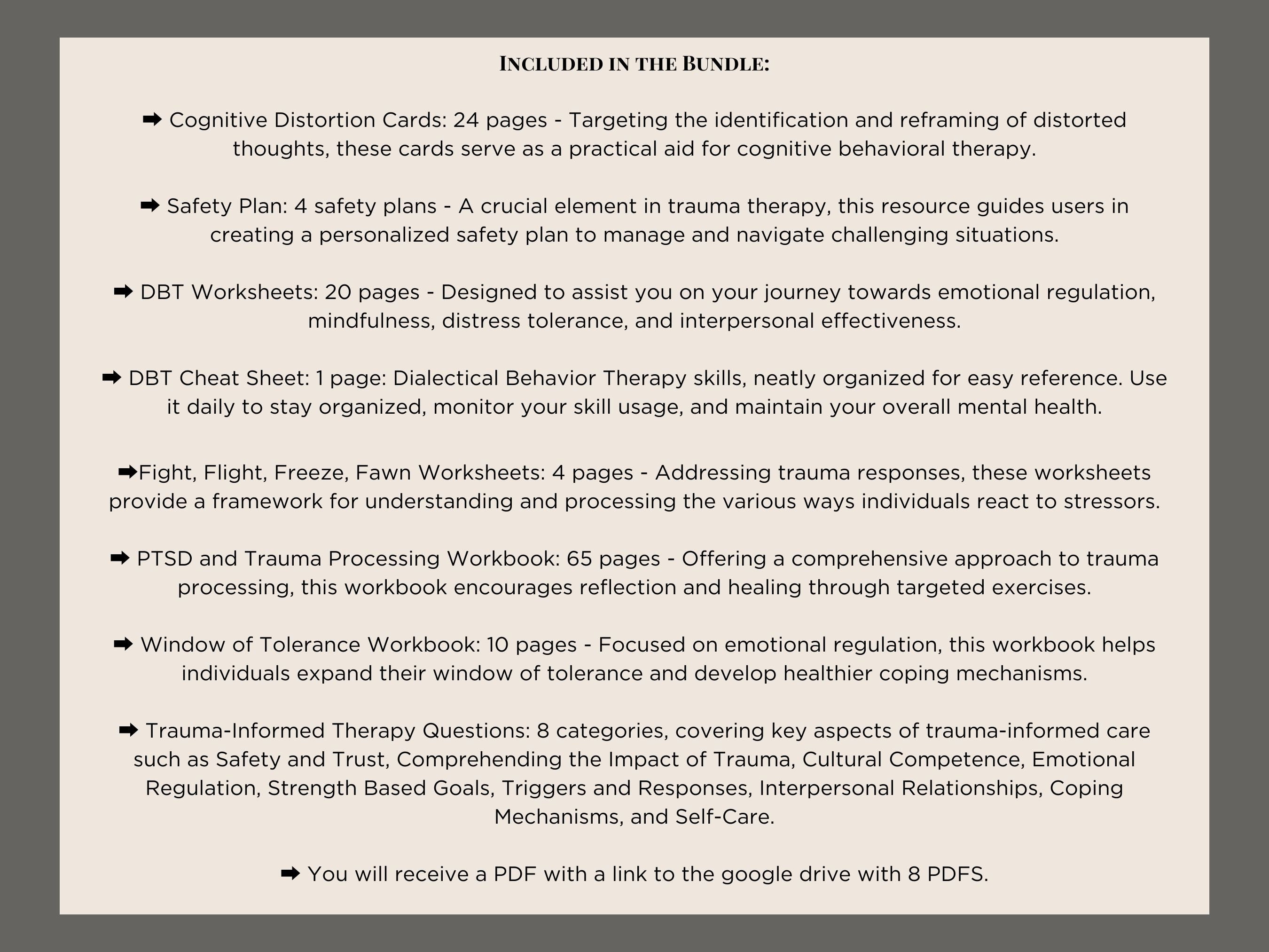 Trauma Therapy Bundle, Anxiety Coping Skill Card, Therapy Worksheets ...