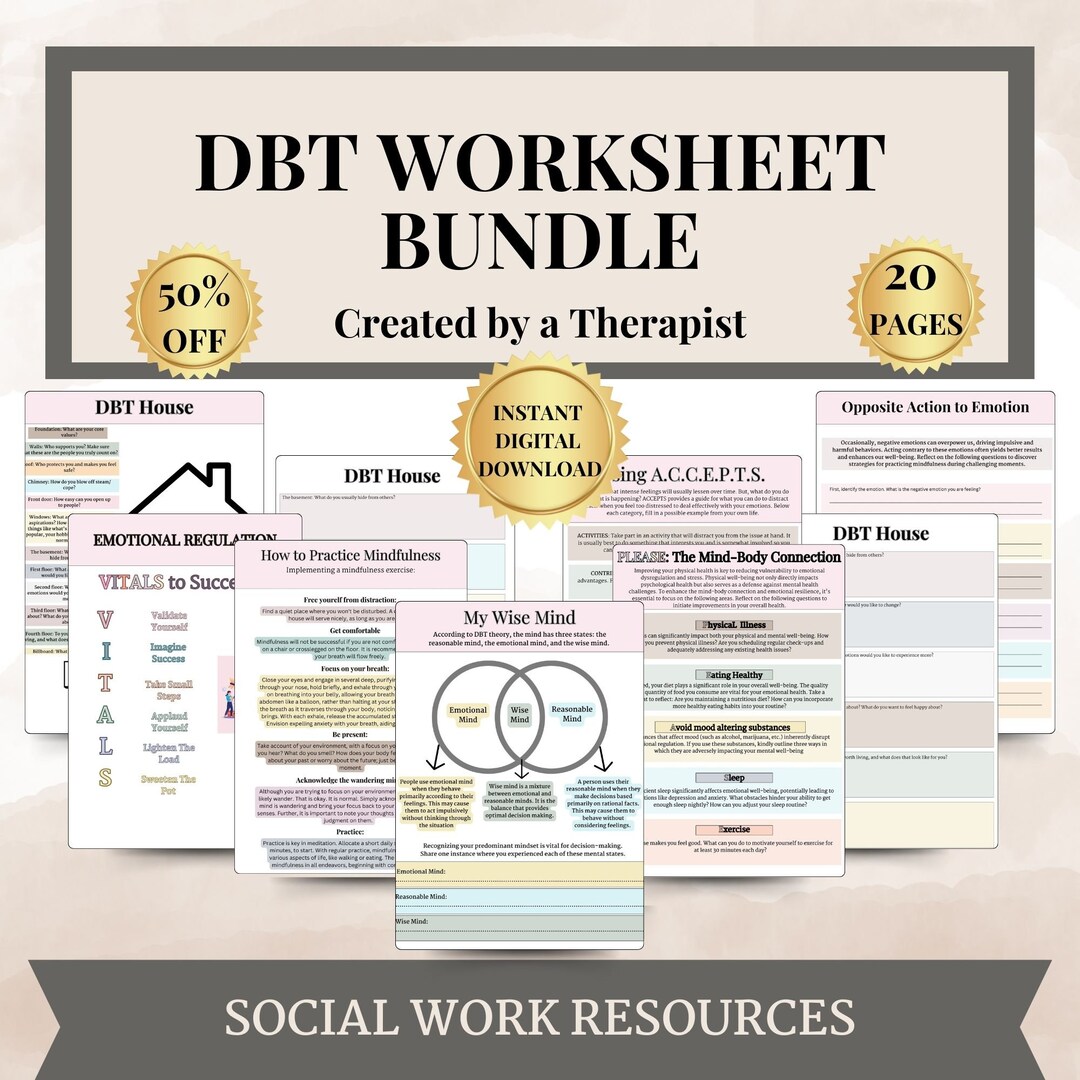 DBT Worksheets for Therapist, Dbt Skills, Dbt Workbooks. Dbt Printables ...