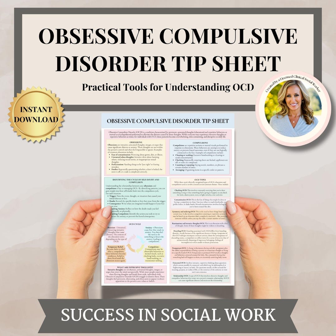 OCD Coping Skills Tip Sheet, Cheat Sheet for Obsessive Compulsive Disorder, Cognitive Behavioral ...