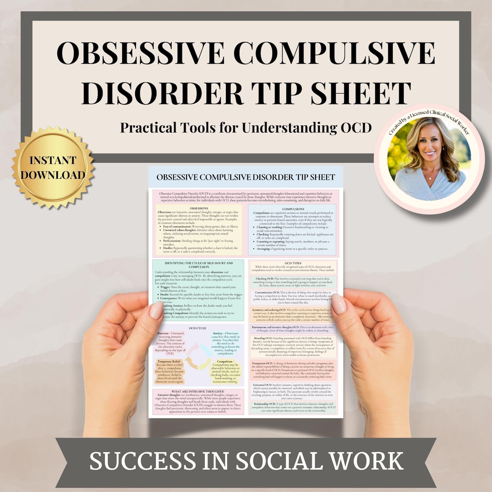 OCD Coping Skills Tip Sheet, Cheat Sheet for Obsessive Compulsive ...