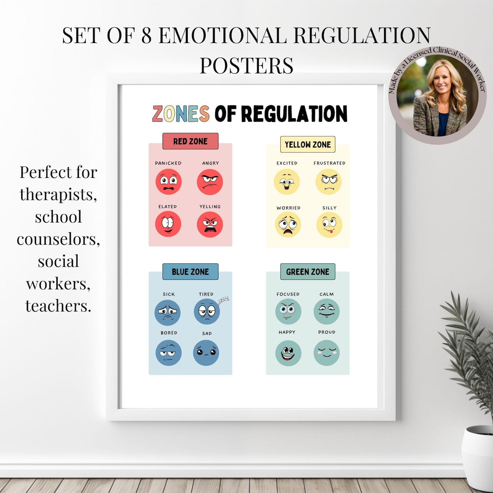 Set of 8 Zones of Regulation Posters Office Decor Calm Corner ...