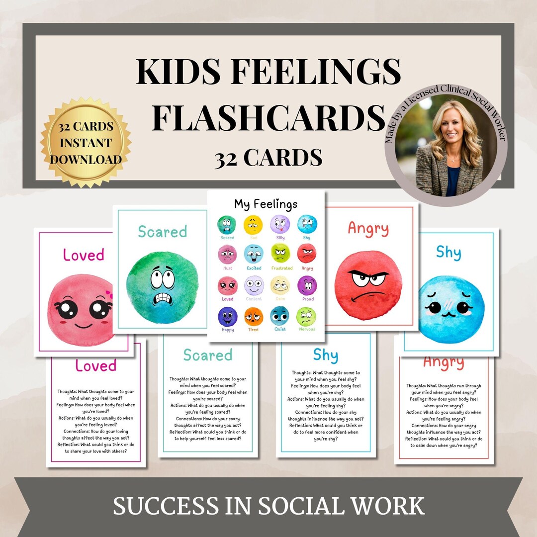 Kids Feelings Flashcards, Feelings Poster, Emotions Poster, Calm Down ...