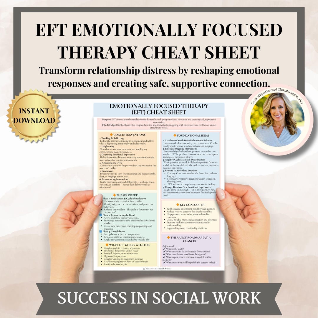Emotion Focused Therapy Cheat Sheets, Couples Counseling, EFT Cheat ...