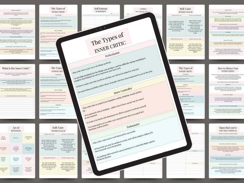 Inner Critic Workbook Self Esteem Therapy Worksheets, Mental Health ...