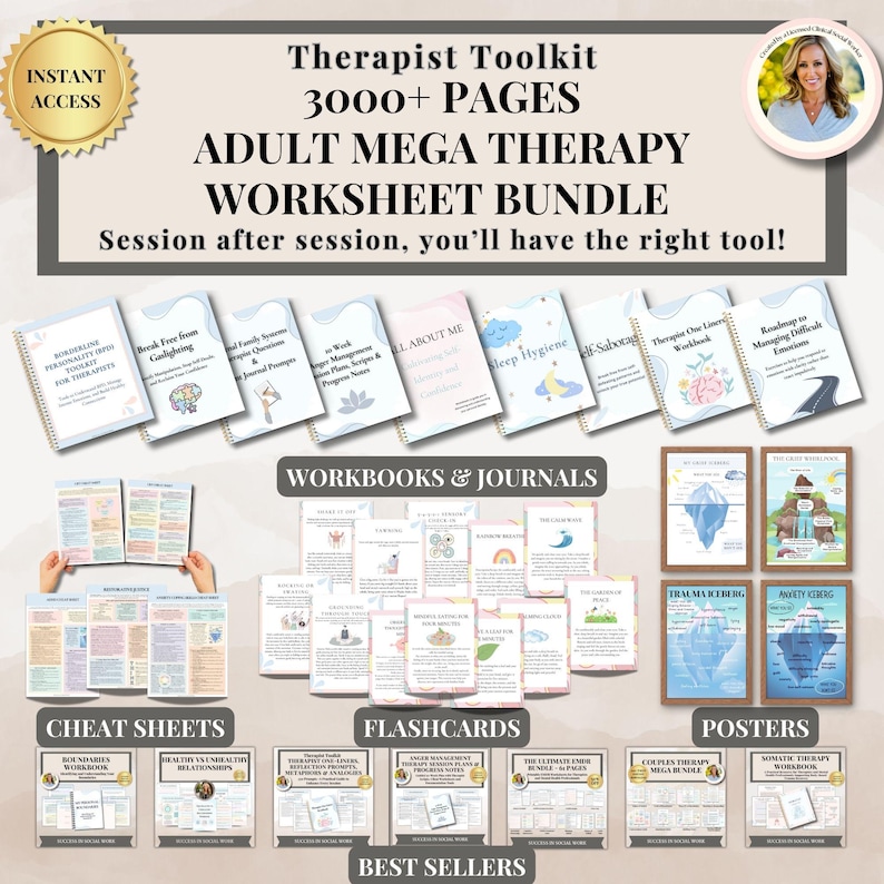 Mega Shop Bundle Therapy Worksheets Mental Health Therapy Worksheets ...