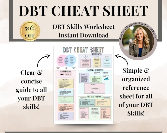 DBT Cheat Sheet, DBT Skills, Borderline, Bpd, Therapy Worksheet, Mental ...