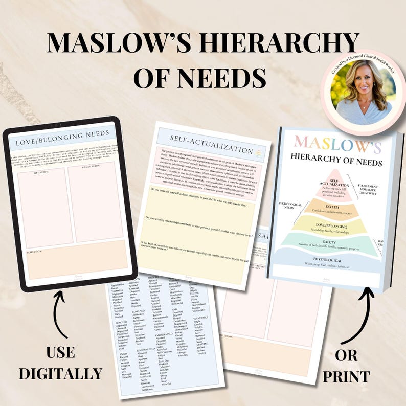 Maslow's Hierarchy of Needs Worksheets, Self Actualization, Mental ...