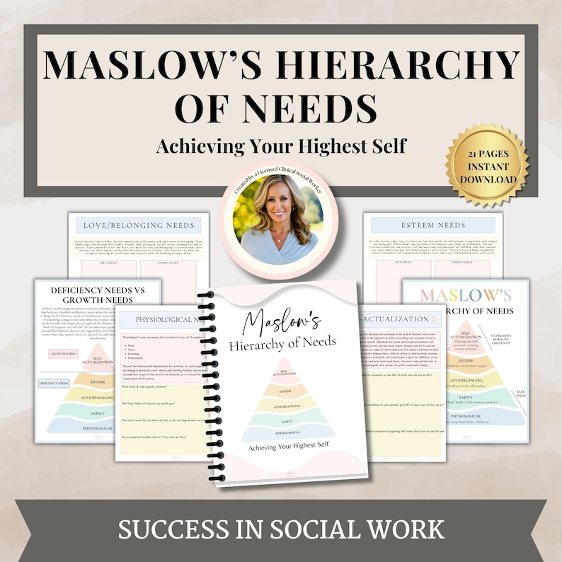 Maslow's Hierarchy of Needs Worksheets, Self Actualization, Mental ...