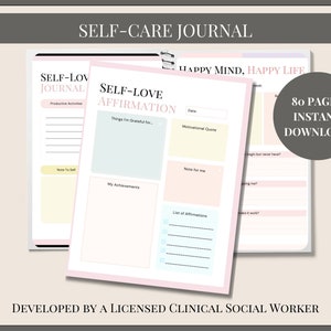 Self-care Journal Printable Digital Download Workbook, Therapy ...