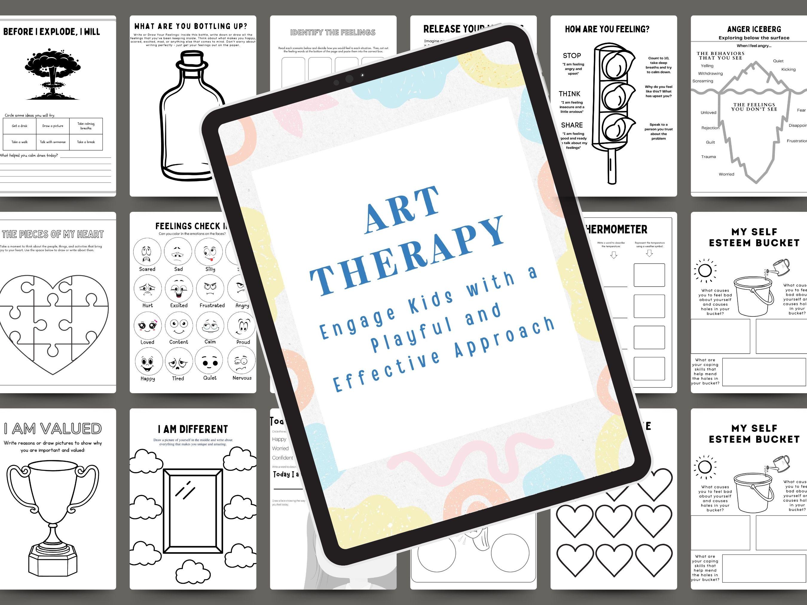 Art Therapy Worksheets for Mental Health School Counselors Therapists ...