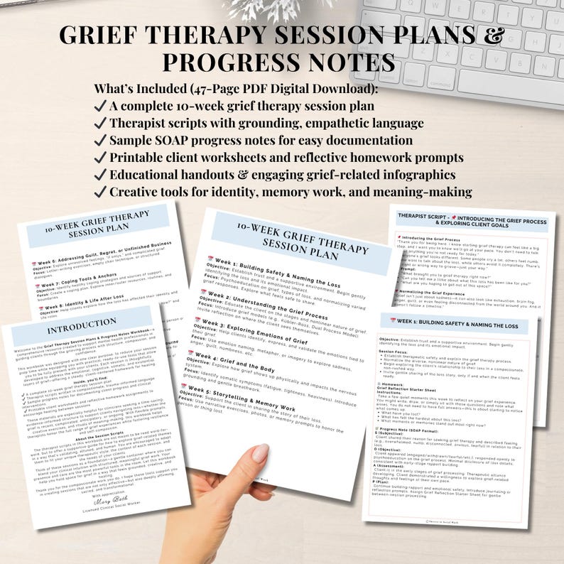 10-week Session Plans Scripts & Progress Notes Digital Download for ...