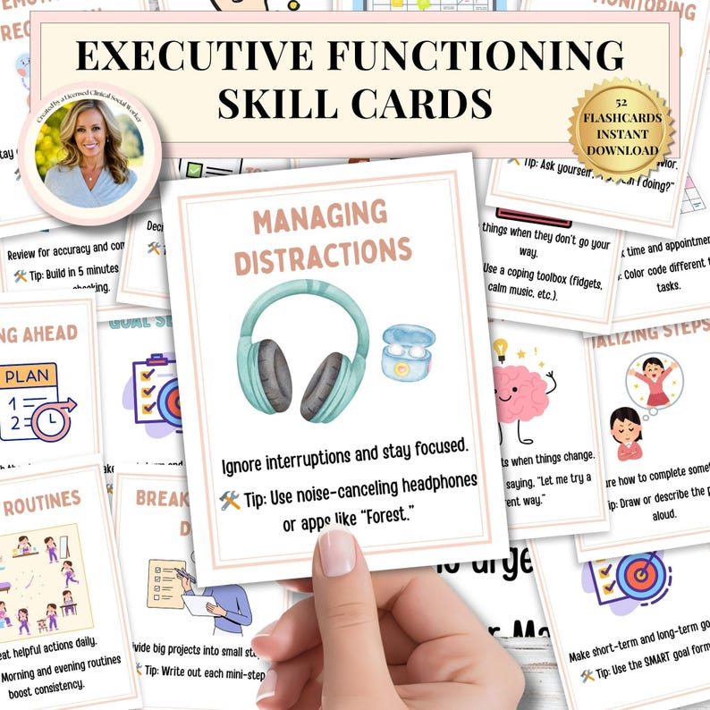 Executive Functioning Flashcards for Kids and Teens With ADHD Tools ...