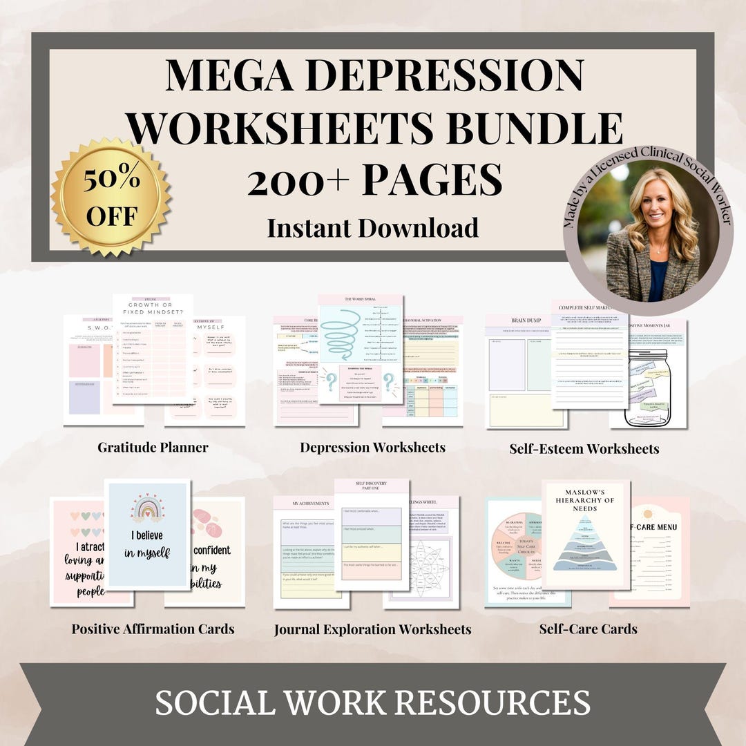 Depression Mega Bundle, Depression Spiral Worksheets, Coping Cards ...