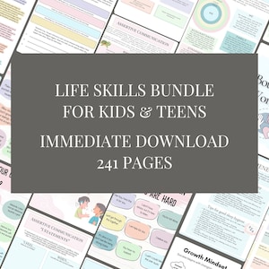 Kids Teen Life Skills Worksheet Bundle, Therapy Worksheets, Calming ...