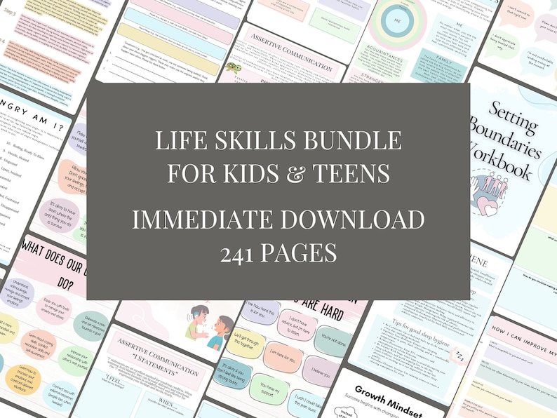 Kids Teen Life Skills Worksheet Bundle, Therapy Worksheets, Calming ...