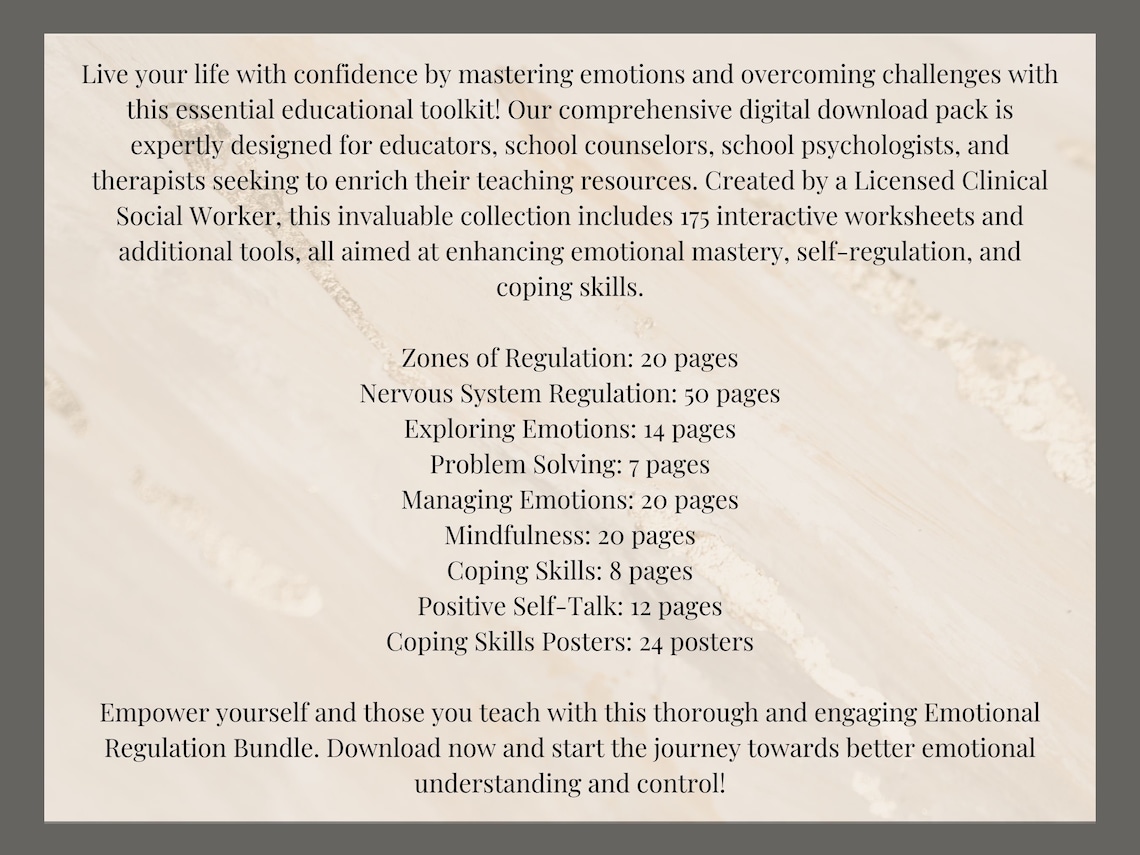 Emotional Regulation Bundle,zones of Regulation, Self Regulation Kids ...