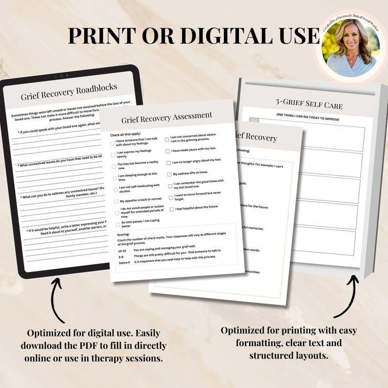 Grief and Loss Worksheets for Processing Grief and Finding Emotional ...