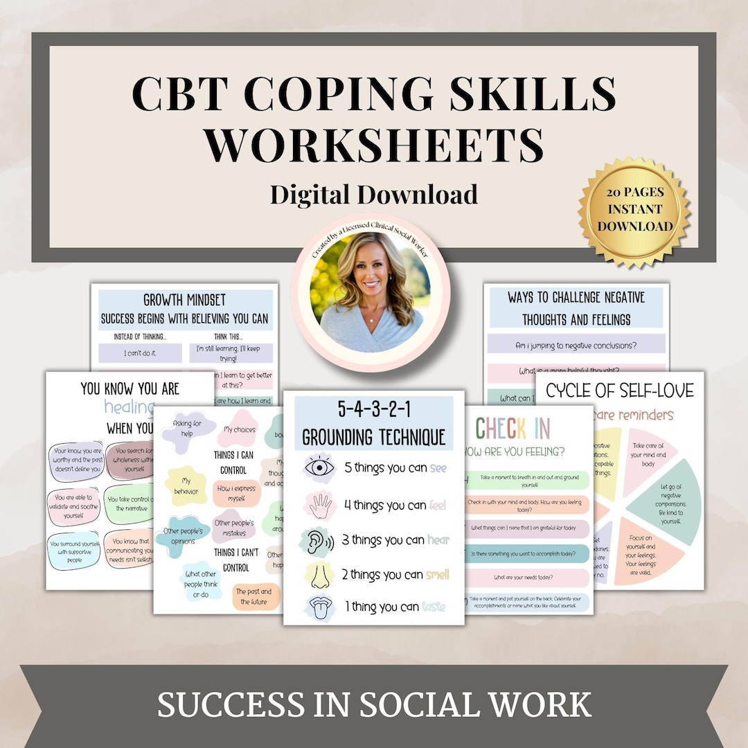 CBT Coping Skills Worksheets for Therapists Psychologist & Counselor ...