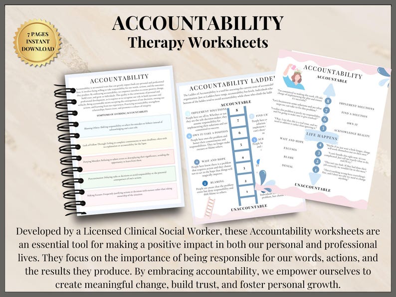 Accountability Worksheets for Teens and Adults Self-blame Vs ...