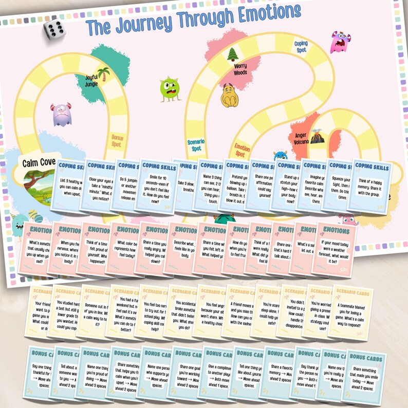 Kids Emotions Board Game Therapy Coping Skills Game for Kids Emotional ...