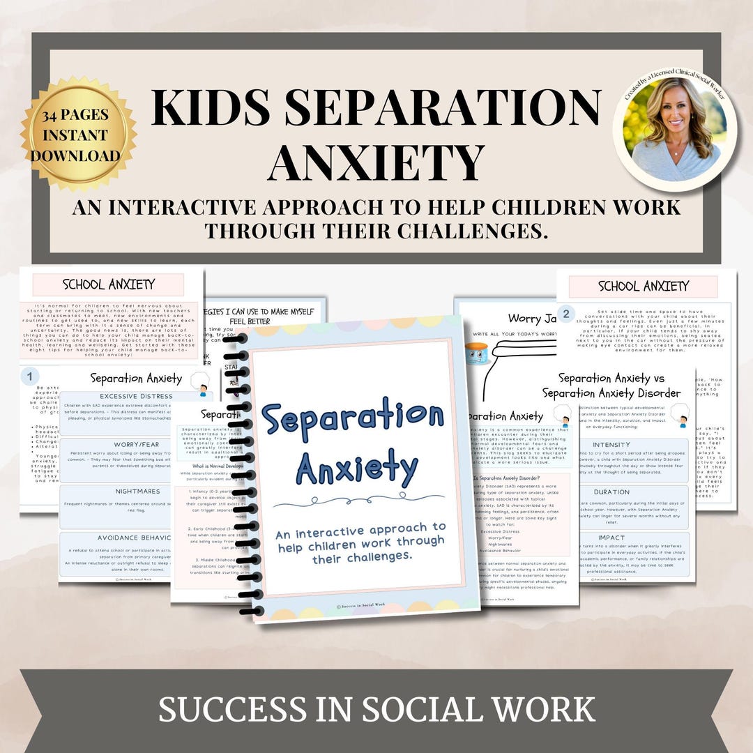 Kids Separation Anxiety Therapy Worksheets for Parents, Therapists ...