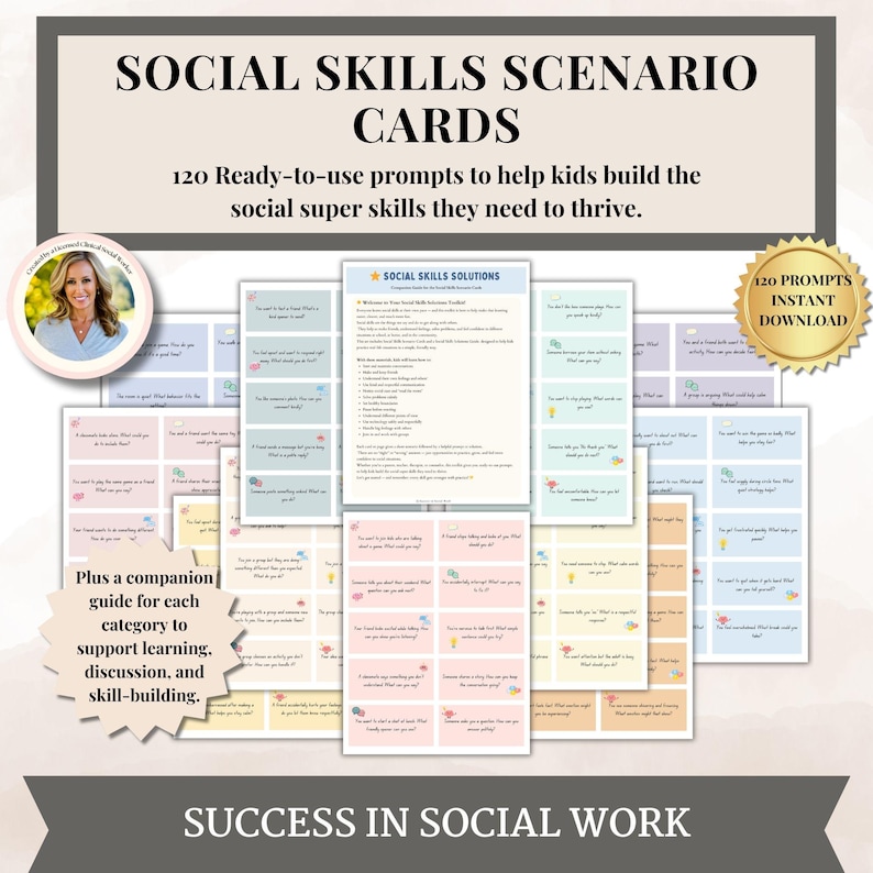 Social Skills Scenario Cards for Kids 120 SEL Prompts for Autism Social ...