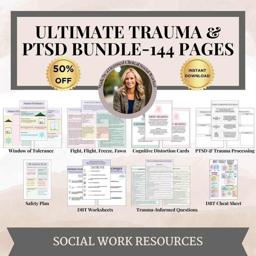 Trauma Therapy Bundle, Anxiety Coping Skill Card, Therapy Worksheets ...