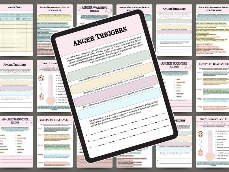 Anger Management Worksheets, Mental Health Worksheets, Self-help ...