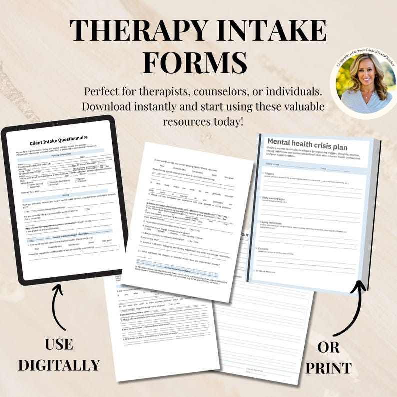 Therapy Forms Client Intake Forms, Therapist Worksheets, Client Intake ...