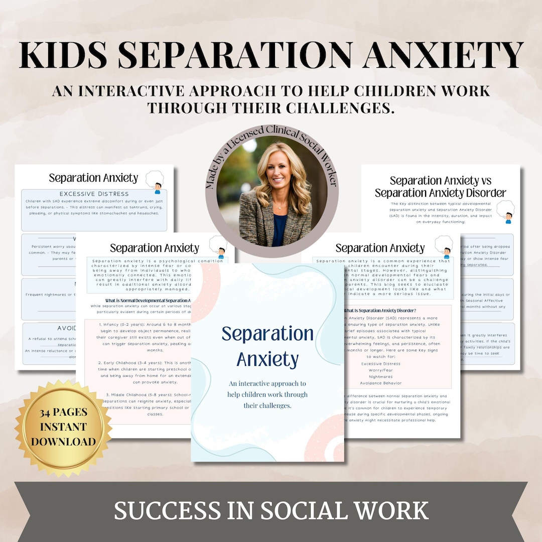 Kids Separation Anxiety Therapy Worksheets for Parents, Therapists ...