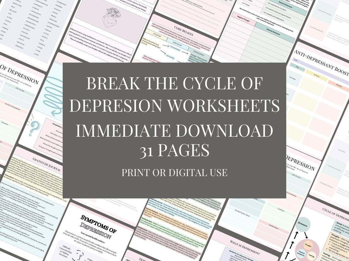 Depression Worksheets, Therapy Worksheets, Therapist Tools, Anxiety ...