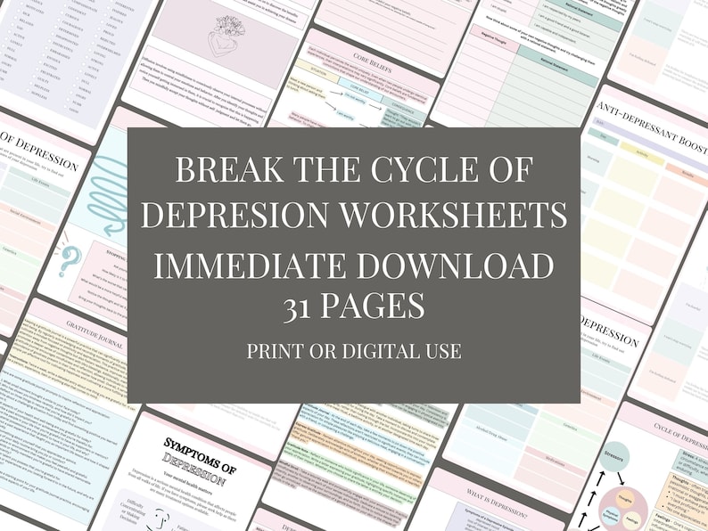 Depression Worksheets, Therapy Worksheets, Therapist Tools, Anxiety ...