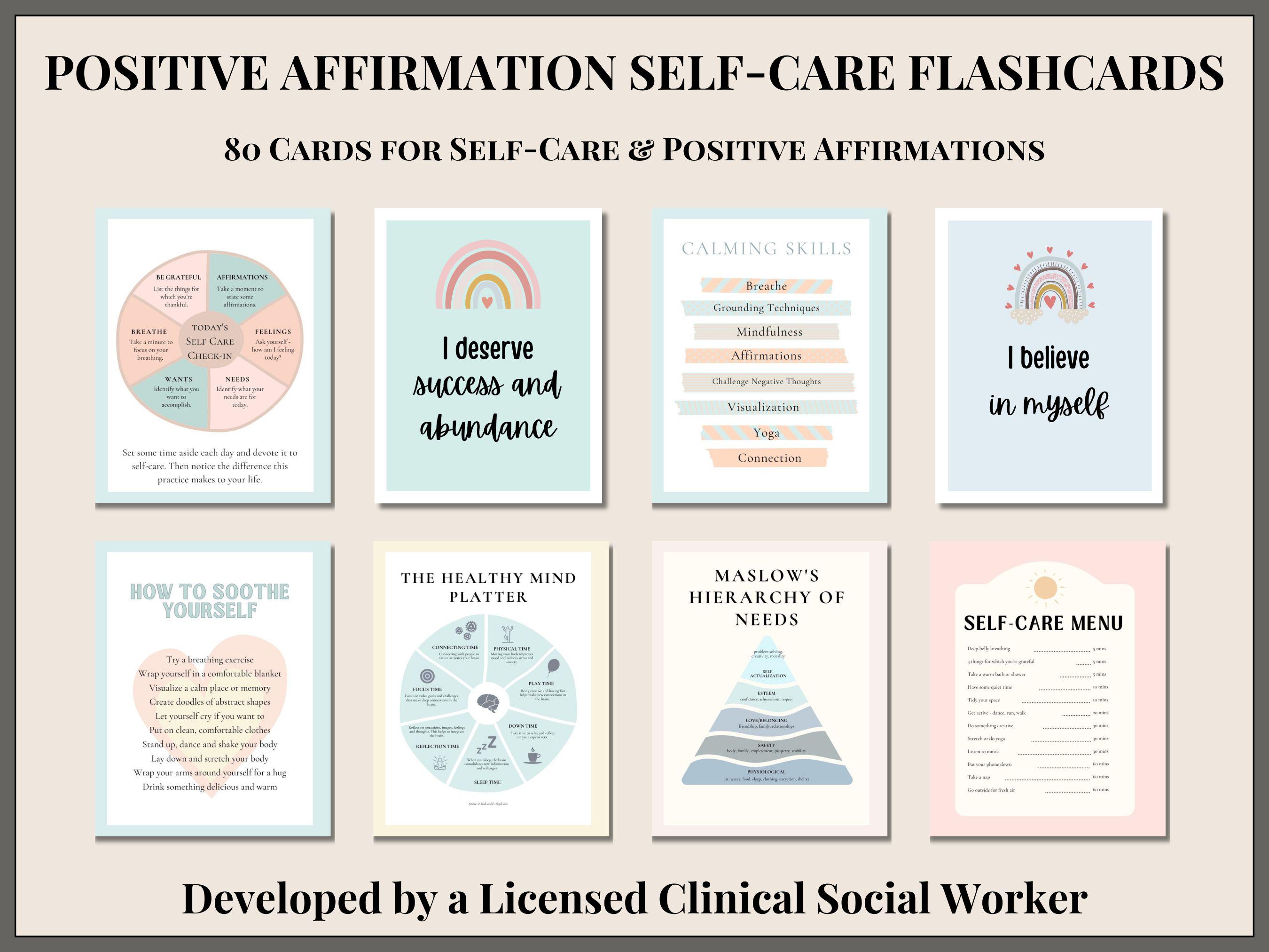 Positive Affirmation Self-care Flashcards, Positive Quote Flash Cards ...