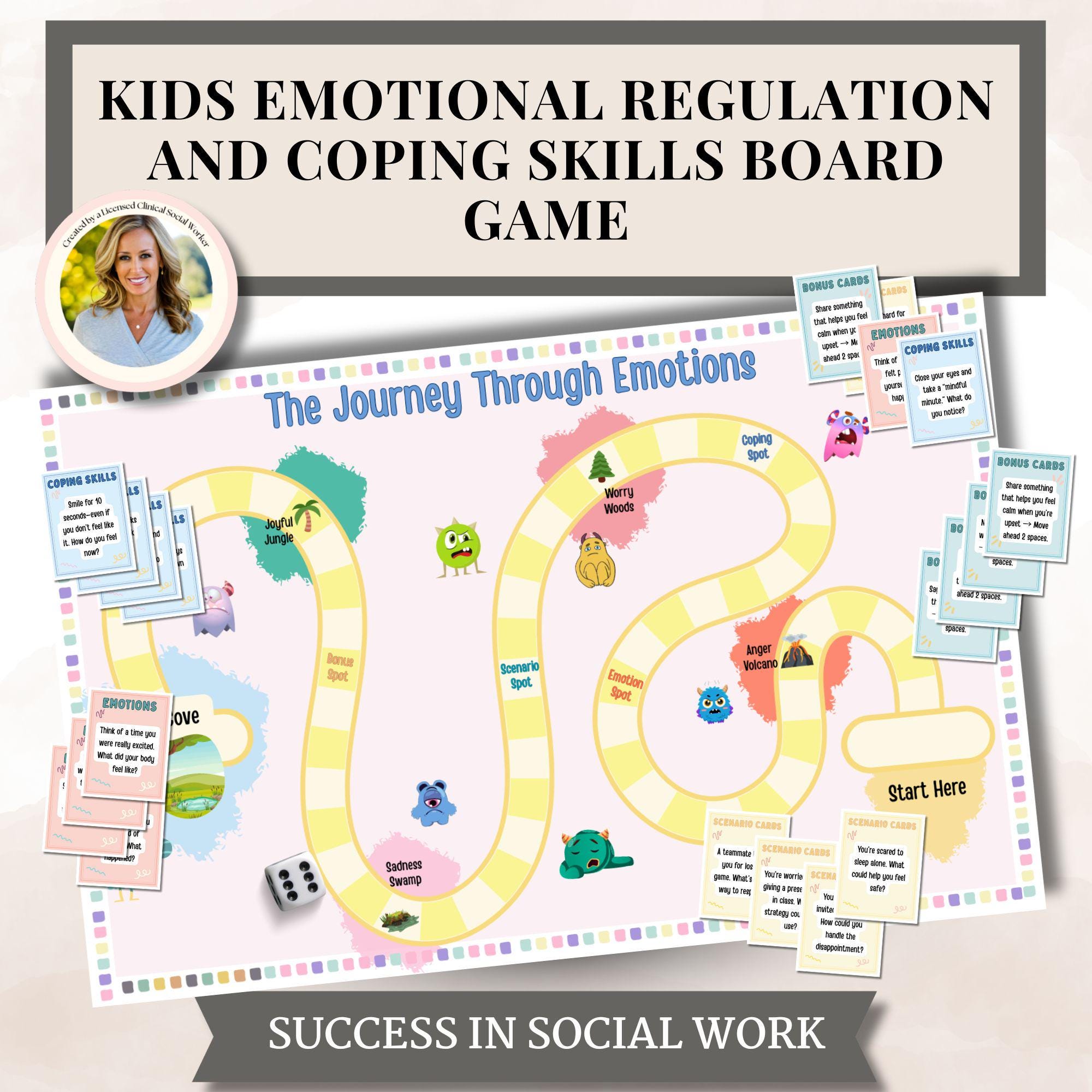 Kids Emotions Board Game Therapy Coping Skills Game for Kids Emotional ...