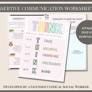 Assertive Communication Worksheets, Communication Styles and Social ...