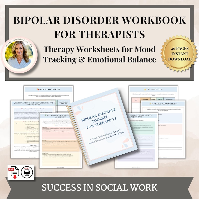 Bipolar Disorder Workbook for Therapists, Printable Mood Tracker ...