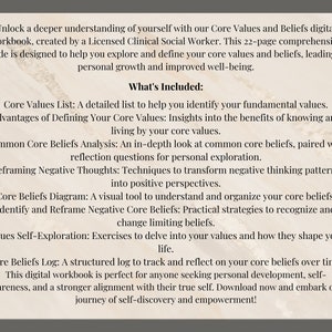 Core Values and Beliefs Worksheets, Challenging Negative Thoughts, Self ...