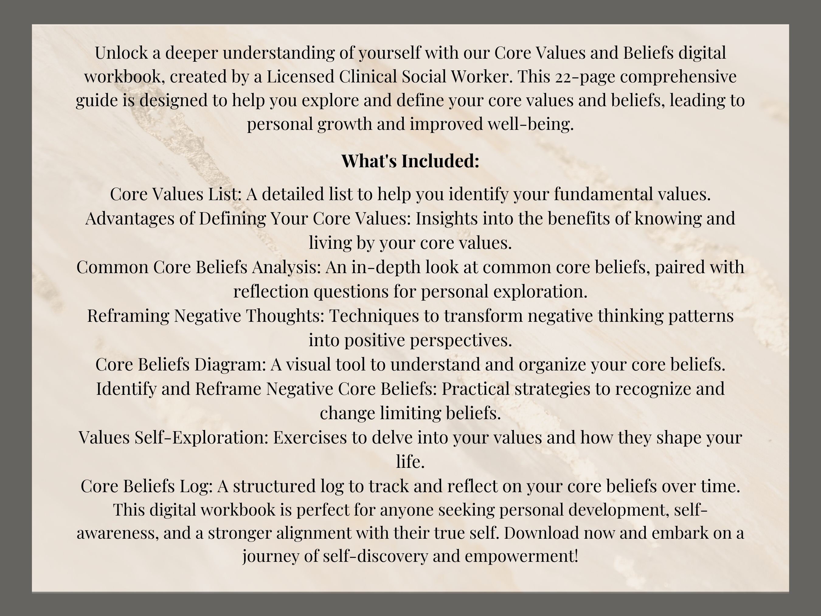 Core Values and Beliefs Worksheets, Challenging Negative Thoughts, Self ...